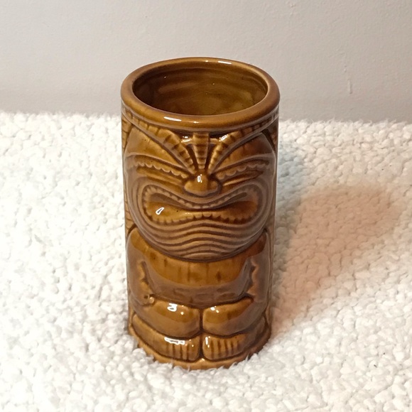 Dining | Germaines Luau Hawaii Tiki Tumbler Cup Tall Brown Ceramic Mug Hawaiian Vase Vtg | Poshmark